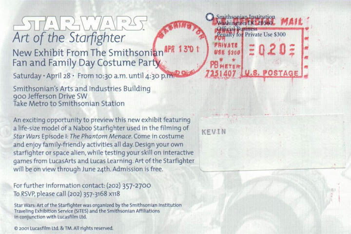 TheForce.Net - Latest News - Naboo Starfighter Postcard Invite